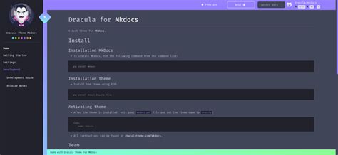 Mkdocs • Dracula Theme