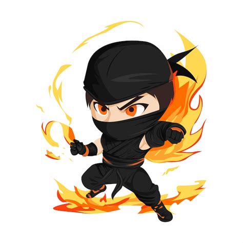 Premium Vector Vector Illustration Of Chibi Ninja With A Mask Using