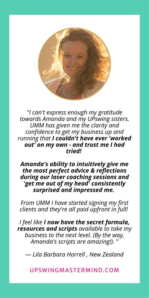 Upswing Mastermind For Health Coaches Testimonial From Lila Barbara Horrell Health Coach
