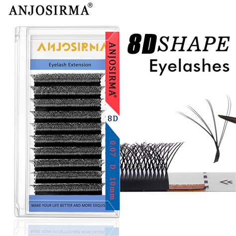 Anjosirma 8d W Eyelashes Double Layer 4d Shape Extensions 8 15mm Natural Soft Volume Fan 0 07 C