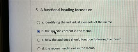 Solved A Functional Heading Focuses Ona ﻿identifying The