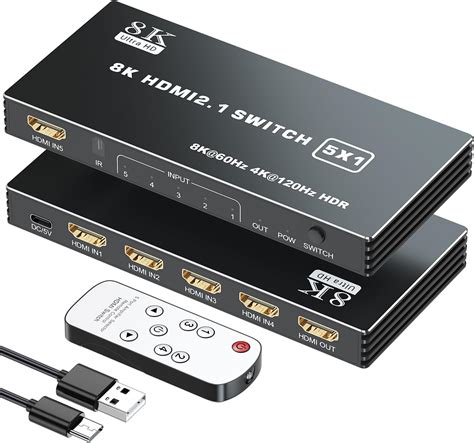 Hdmi 2 1 Switch 5x1 8k Hdmi Switch 5 In 1 Out Support 8k 60hz 4k 120hz Hdcp 2 3