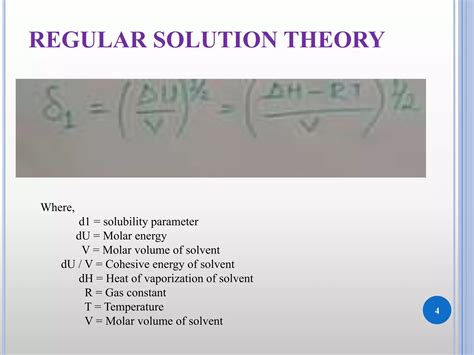 Solubility 2 Ideal Solubility Parameters Regular Solutions Theory Unit Solubility Parameters