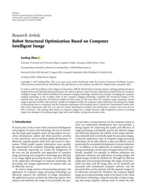 Pdf Robot Structural Optimization Based On Computer Intelligent Image