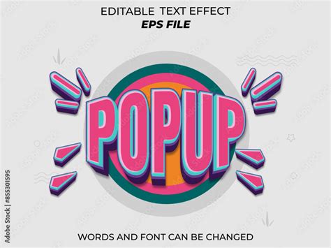 Pop Up Text Effect Font Editable Typography 3d Text Vector Template