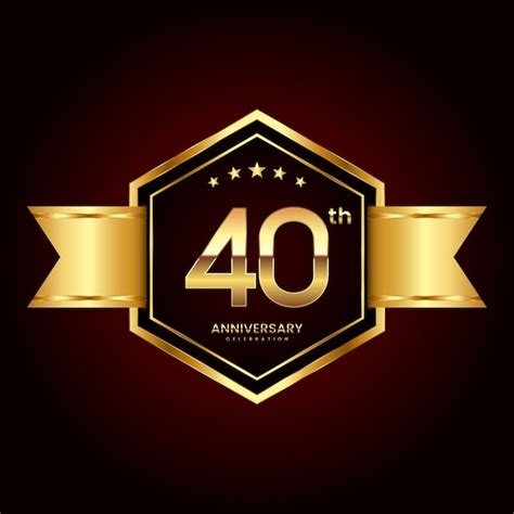 40주년 기념 엠블럼 스타일의 로고 디자인 프리미엄 벡터