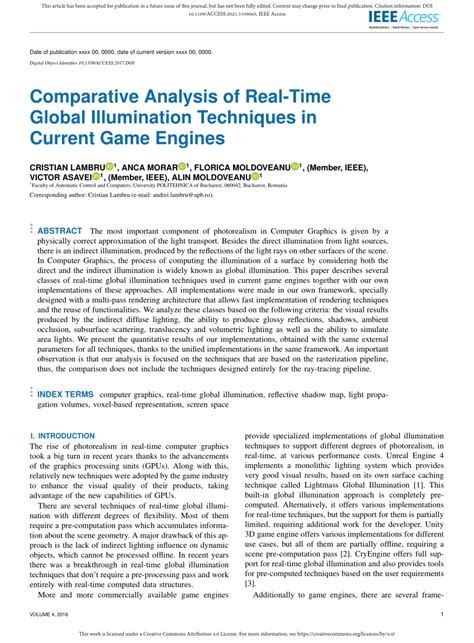 Pdf Comparative Analysis Of Real Time Global Illumination Techniques