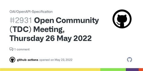 open community tdc meeting thursday 26 may 2022 · issue 2931 · oai