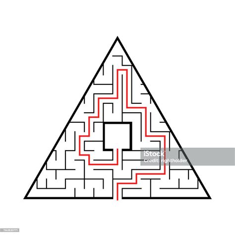 입력과 출구가 있는 삼각형 미로 분홍색 배경에 격리된 간단한 평면 벡터 그림입니다 대답과 함께 개념에 대한 스톡 벡터 아트 및 기타 이미지 Istock