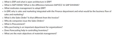 Solved What Is ERP And What Is Open Architecture In ERP Chegg Com