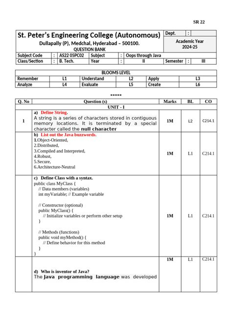 Question Bank With Answers Oops Through Java Total 5 Units Pdf Programming Constructor