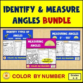 Identify And Measure Angles Color By Number Worksheets BUNDLE TPT