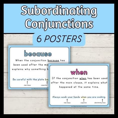 Subordinating Conjunctions Anchor Chart