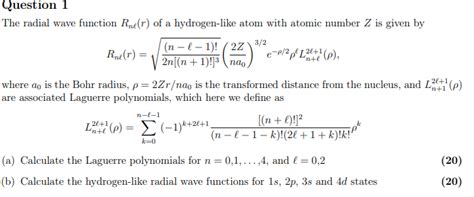 Solved Question The Radial Wave Function Re R Of A Chegg