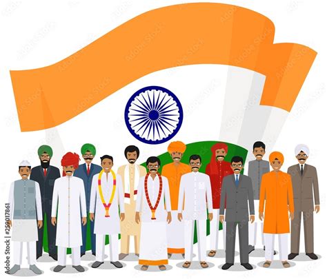 Social Concept Group Indian Adult People Standing Together In
