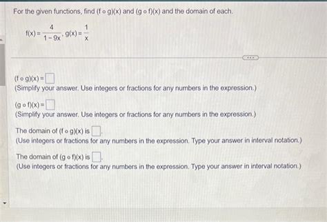 solved for the given functions find f∘g x and g∘f x
