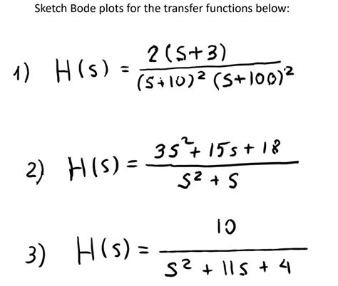 Solved Sketch Bode Plots For The Transfer Functions Below