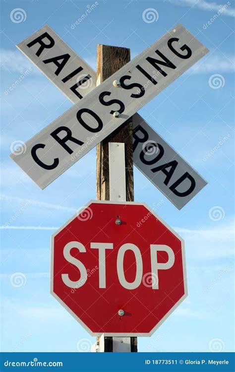 Railroad Crossing Stop Sign Stock Image Image Of Railroad Warning 18773511