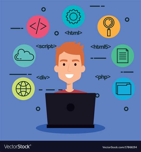 Software Language Programmer Avatar Royalty Free Vector