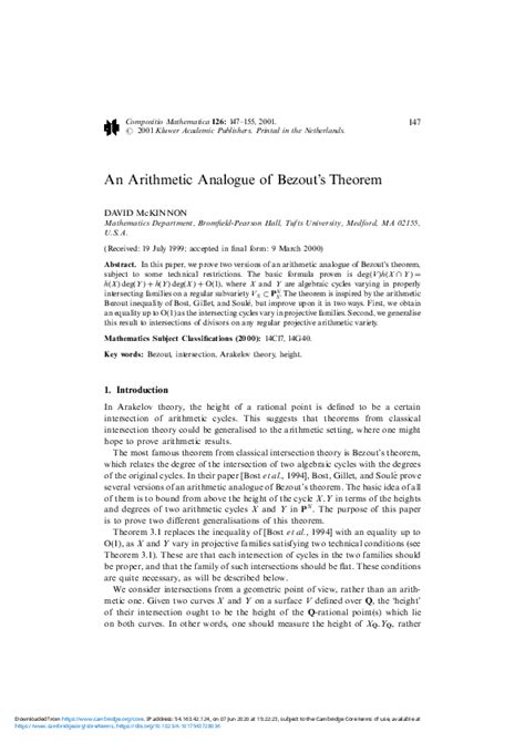 Pdf Bézouts Theorem Lenore Blum