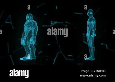 Background With Animation Of Abstract Interface Two Humans Body Head