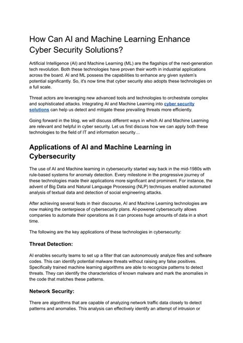 Ppt How Can Ai And Machine Learning Enhance Cyber Security Solutions Powerpoint Presentation