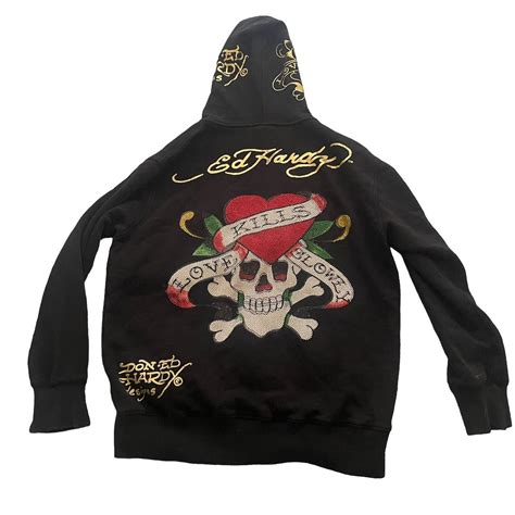 On Hold Do Not Buy Ed Hardy Rhinestone Skull Zip Up Depop