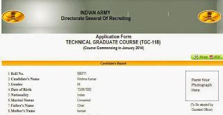 TGC Online Application Of Indian Army