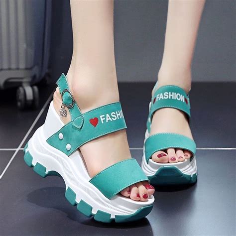 Stylish Platform Sandals Ankle Wrap Sandals Chunky High Heels Wedge