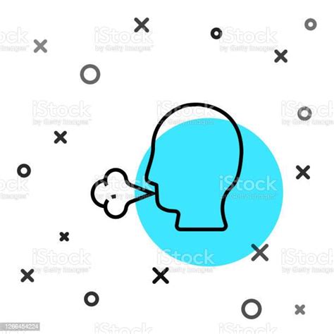 흰색 배경에 고립 된 검은 줄 남자 기침 아이콘 바이러스 감염 인플루엔자 독감 감기 증상 결핵 유행성 이하선염 백일해 임의동적