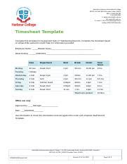 Essential Timesheet Template For Record Keeping In Hospitality Course Hero