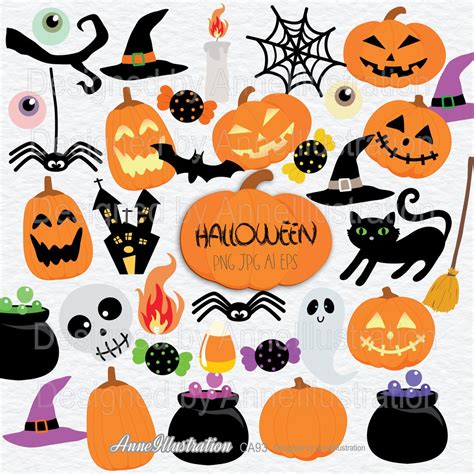 Halloween Clipartpumpkinghostskullspiderspookyblack Catgrahpic