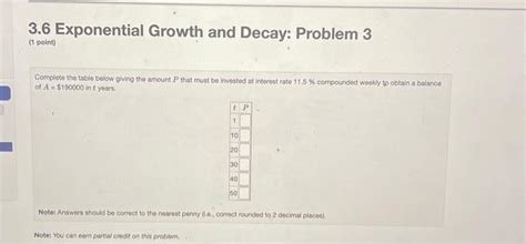 Solved Exponential Growth And Decay Problem Point Chegg