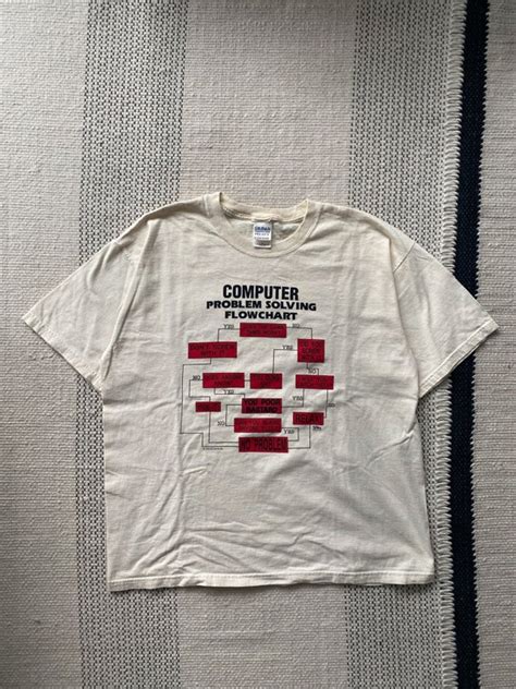 Vintage Computer Problem Solving Flowchart Funny Tee Gem
