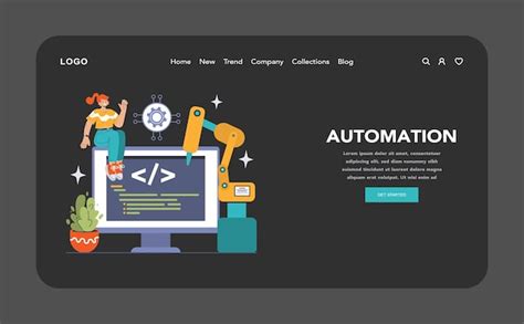 Premium Vector Devops Web Banner Or Landing Page Dark Or Night Mode