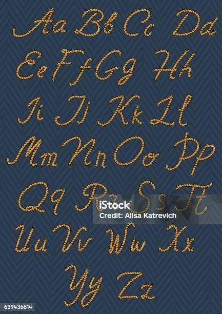 해상 로프로 만든 편지 손으로 쓴 알파벳 벡터 일러스트레이션 밧줄에 대한 스톡 벡터 아트 및 기타 이미지 밧줄 컴퓨터 글자 알파벳 Istock