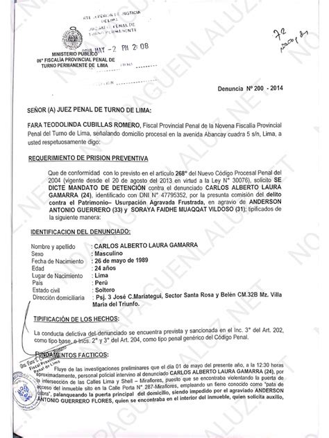 Requerimiento De Prisión Preventiva 2 May 2014 UsurpaciÓn Agravada 3p