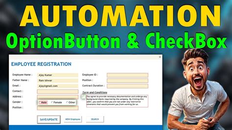 Data Entry Form With Checkbox And Option Button In Excel Youtube