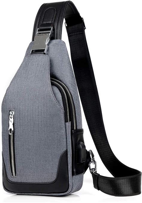 Fandare Mode Sac De Poitrine Homme Sacoche Pour Homme Sac Depaule Sacoche Avec Usb Sac