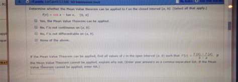 Solved Determine Whether The Mean Value Theorem Can Be Chegg