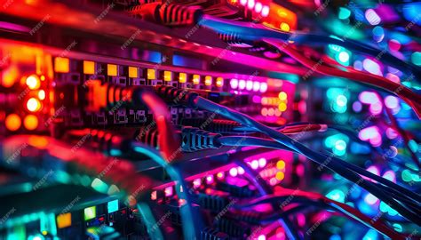 Premium Photo A Computer Network With Many Cables And Wires