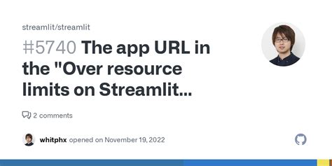 The App Url In The Over Resource Limits On Streamlit Cloud Report Is