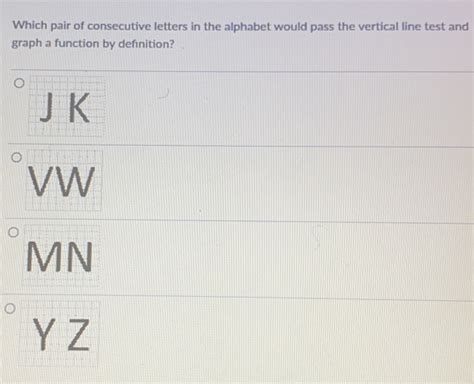 solved which pair of consecutive letters in the alphabet would pass the vertical line test and