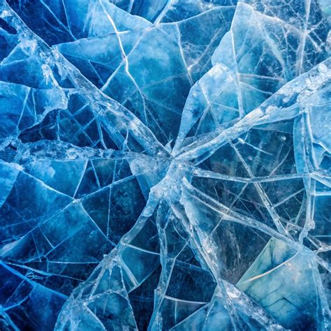 Broken Ice Background Broken Blue Ice Surface With Cracks And Scratches
