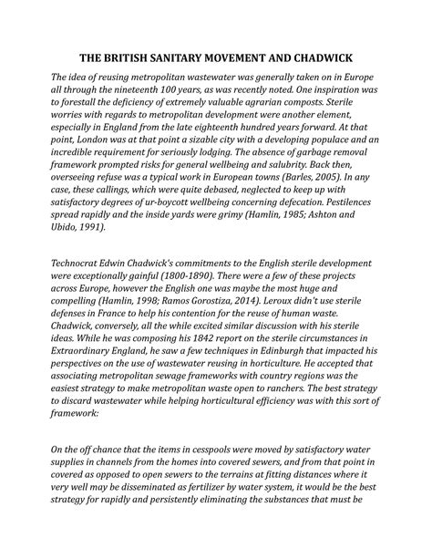 The British Sanitary Movement And Chadwick The British Sanitary