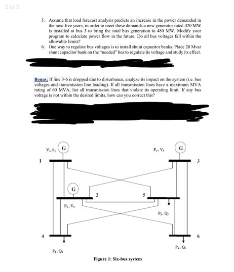 Solved The Six Bus System Shown In Figure 1 Will Be