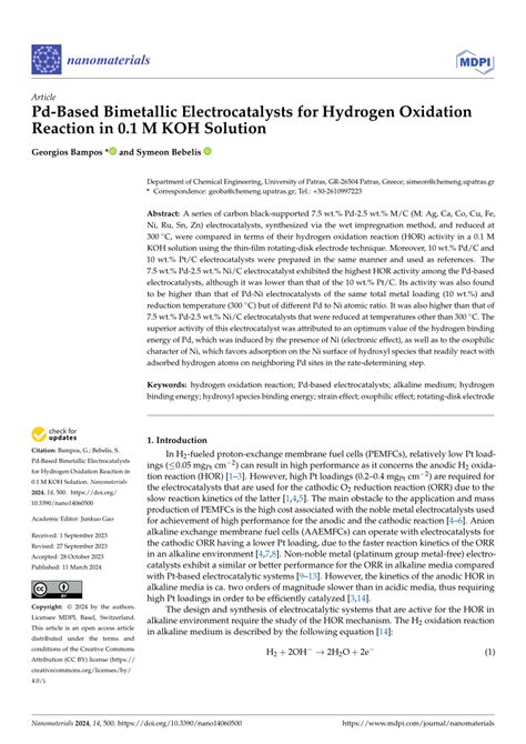 Pdf Pd Based Bimetallic Electrocatalysts For Hydrogen Oxidation Reaction In 01 M Koh Solution