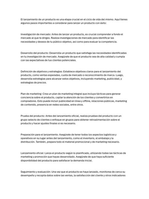 El Lanzamiento De Un Producto Es Una Etapa Crucial En El Ciclo De Vida