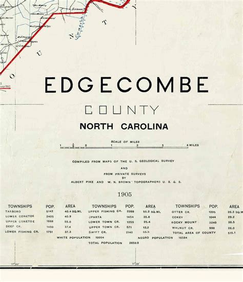 Edgecombe County North Carolina 1905 Old Wall Map With Etsy