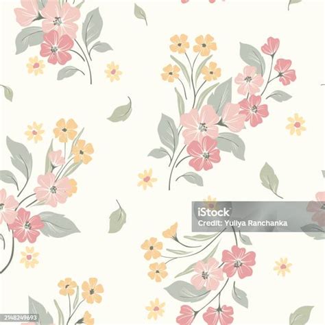 완벽 한 꽃 패턴 장식 예술 꽃 디자인 분홍색 꽃 흰색 배경에 추상적 인 배열로 가지를 나뭇 잎 벡터 일러스트 레이 션입니다 개화기에 대한 스톡 벡터 아트 및 기타 이미지